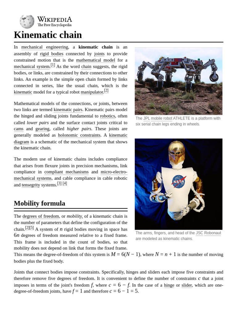 MotionKinematic Chain - Wikipedia | PDF