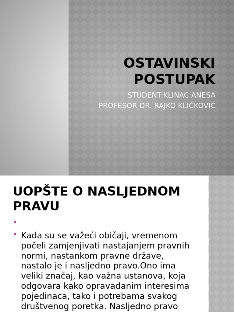 Ostavinski Postupak | PDF