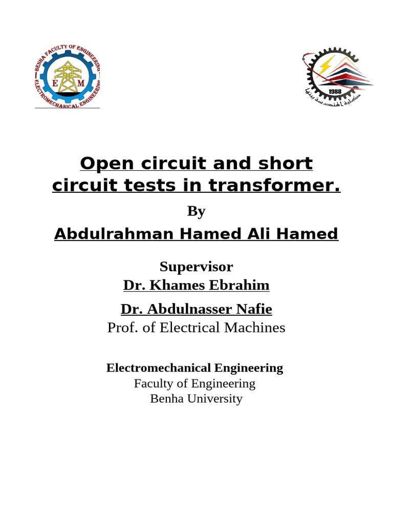 Open Circuit and Short Circuit Test On Transformer | PDF