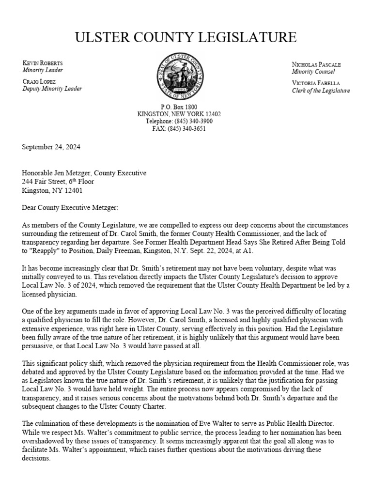 Letter To Executive From Republican Caucus - 9.24.24 | PDF