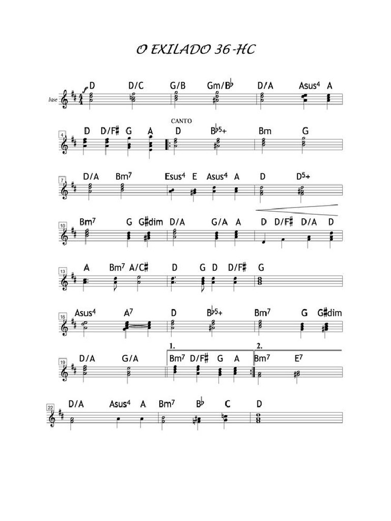 36 Exilado Partitura e Cifras | PDF