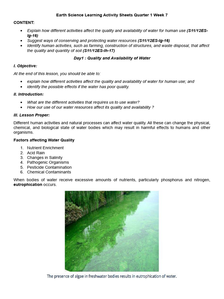 Earth Science Learning Activity Sheets Quarter 1 Week 7 With As | PDF