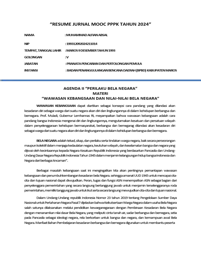 Resume Jurnal MOOC PPPK 2024 | PDF