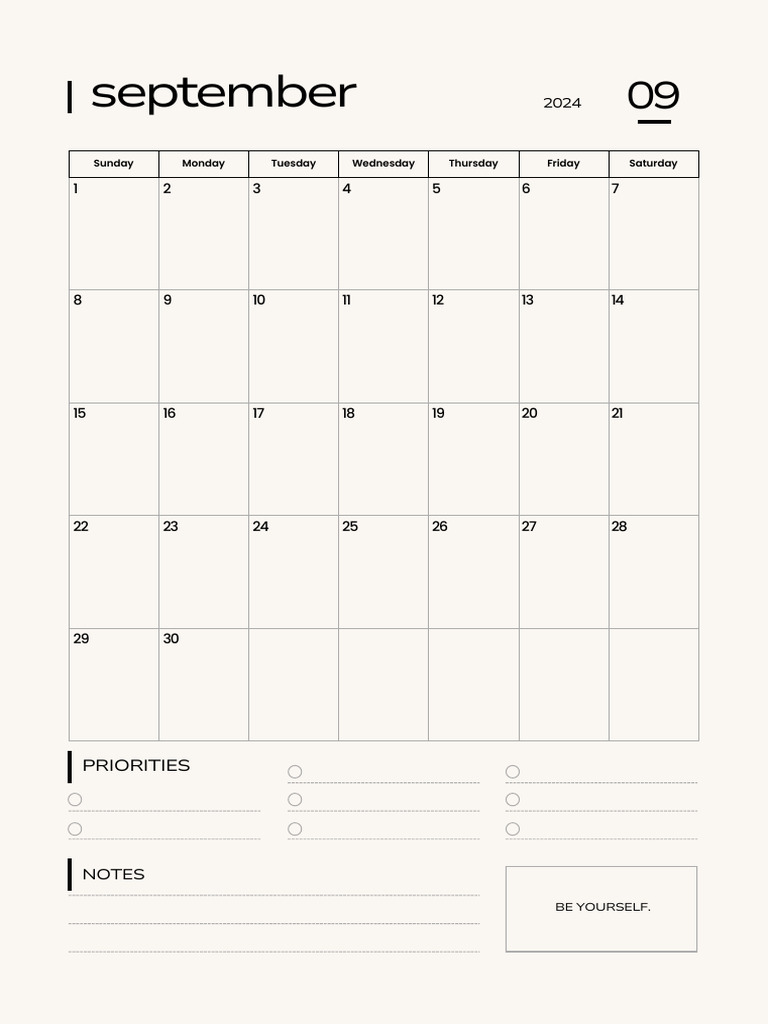 Beige Minimalist Calendar 2024 Monthly Planner | PDF