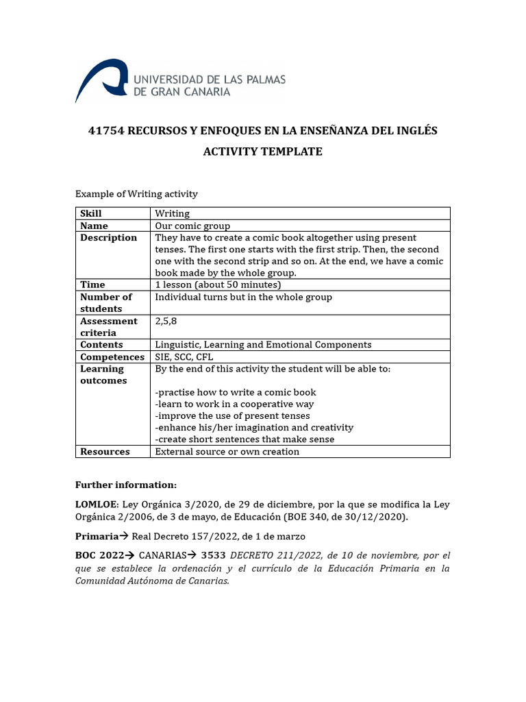 Template For Activities | PDF