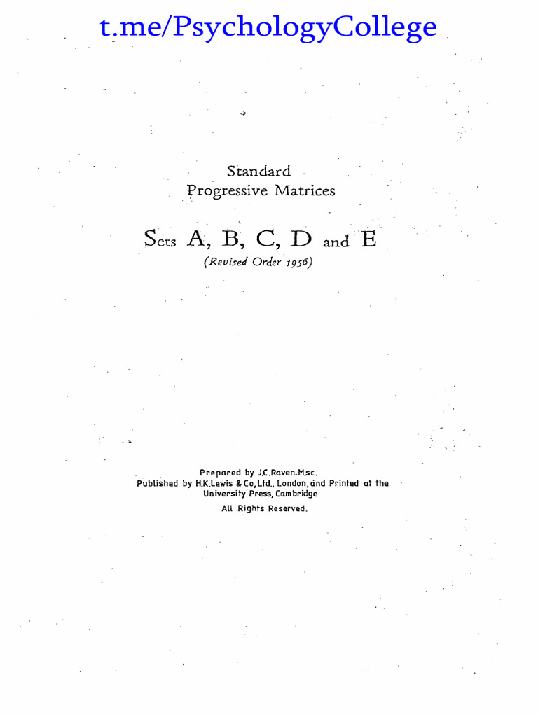 Raven's Progressive Matrices | PDF