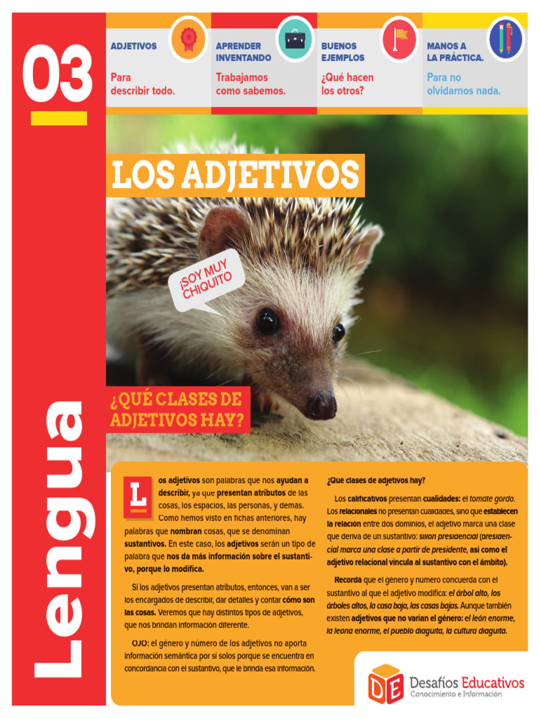 3 Lengua - Adjetivos - Inventar - Desafíos Educativos | PDF | Adjetivo | Sustantivo
