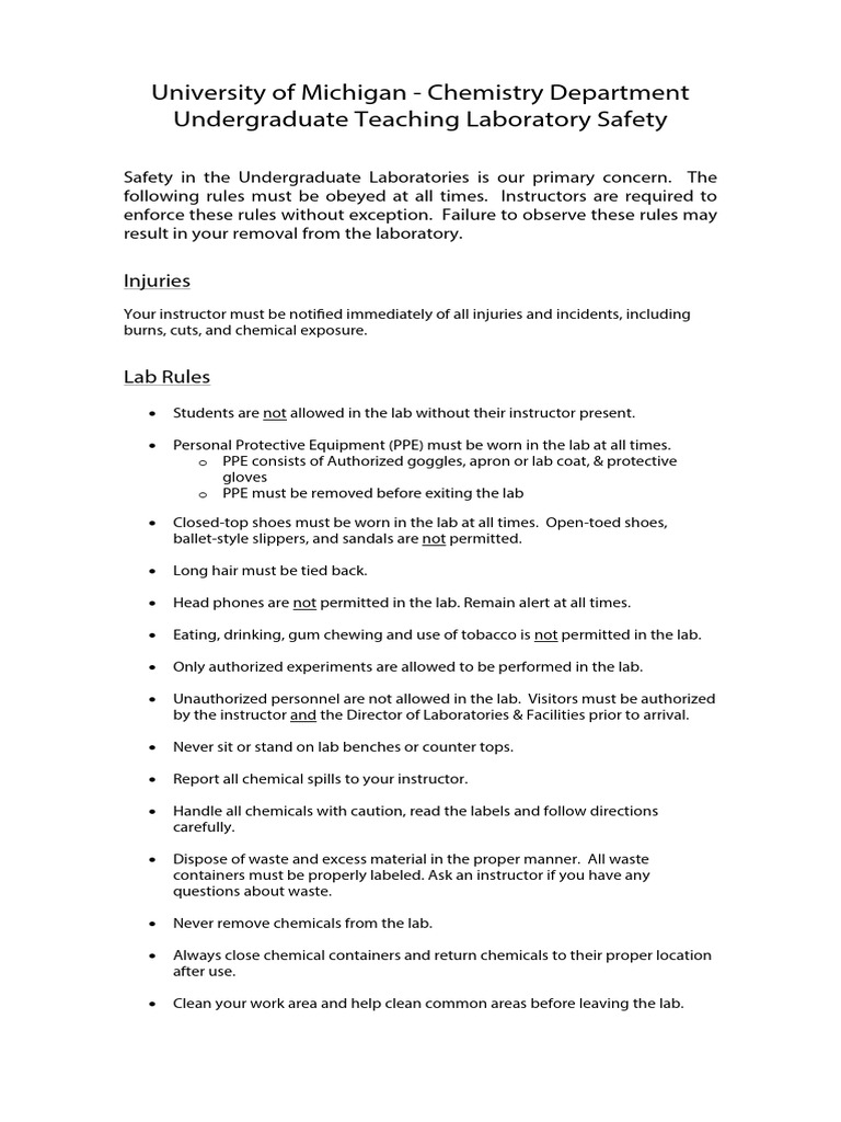 Teaching Lab Safety Rules | PDF