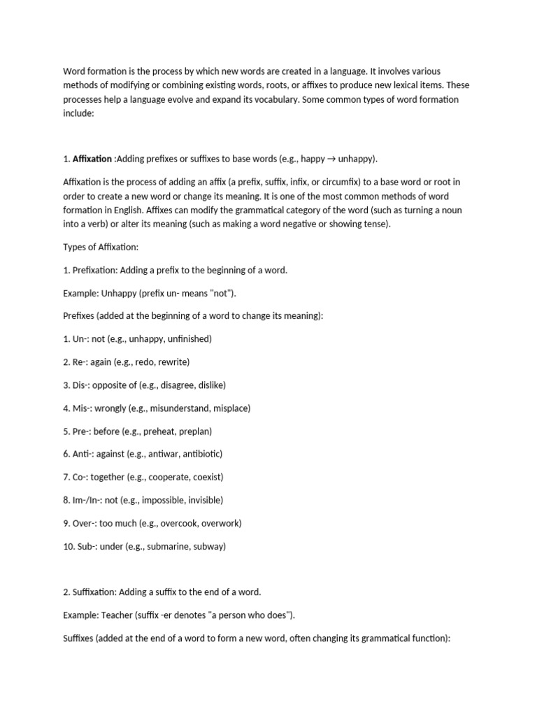 Word formation-WPS Office | PDF | Word | Semantics