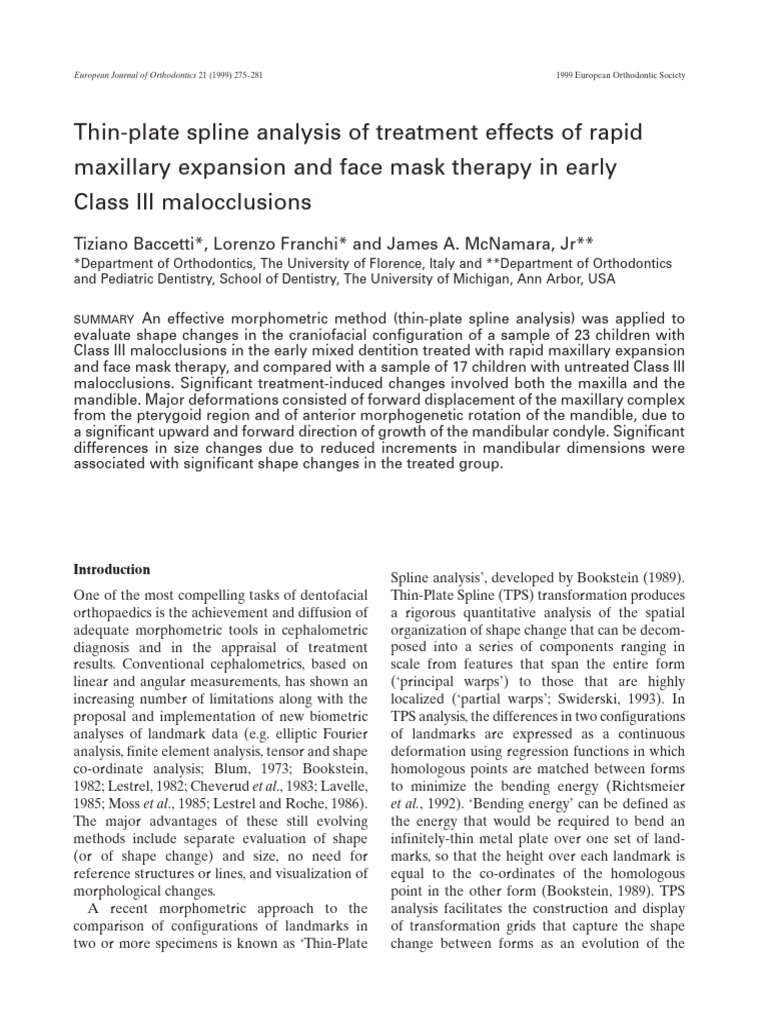 Baccetti T - Thin-plate spline analysis of treatment effects of RME and face mask therapy in ...