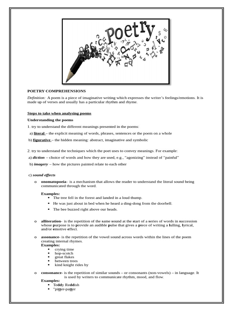 Poetry Comprehensions | PDF