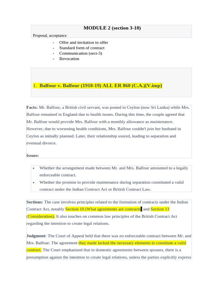 CASE LAW Indian Contract Act | PDF