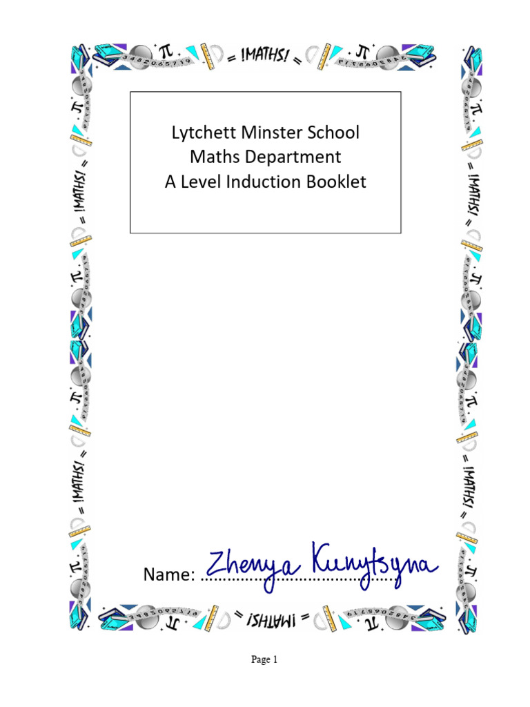 Maths Induction Booklet | PDF