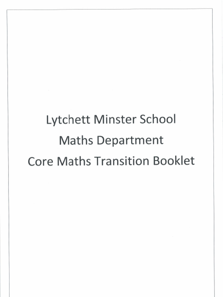 Maths Transition Booklet | PDF