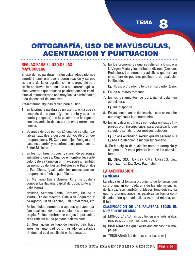 Ortografía Uso de Mayúsculas Acentuación y Puntuación | PDF