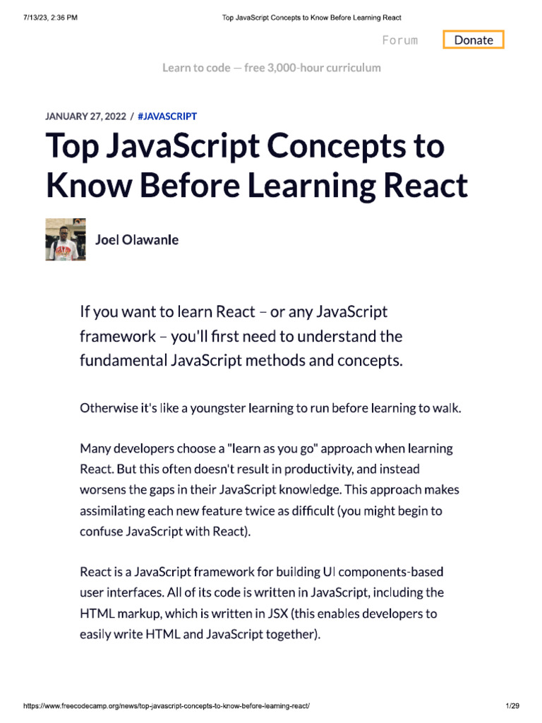 Fundamental Javascript Methods And Concepts To Know Before Learn React Pdf