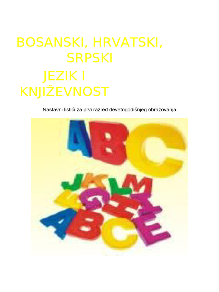 Bosanski Radna Sveska Listici Za Prvi Razred | PDF