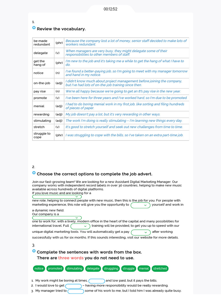 Review The Vocabulary.: Three Words | PDF