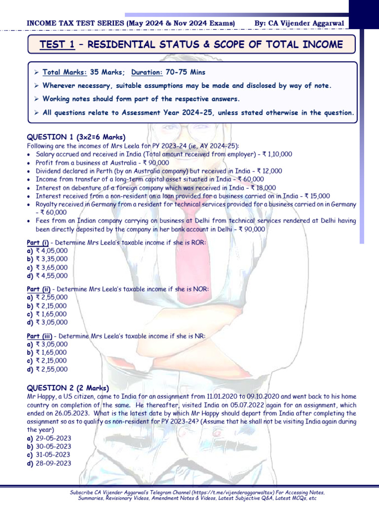Income Tax All Chapter Test Questions | PDF