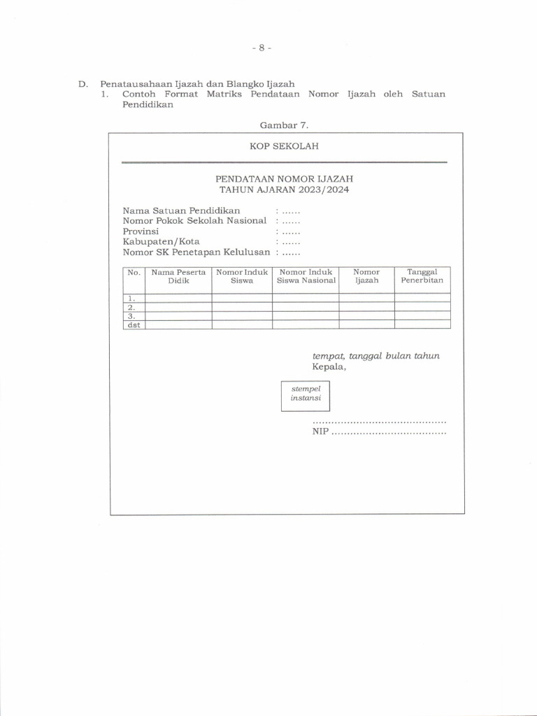 Contoh Format Pendataan Ijazah | PDF