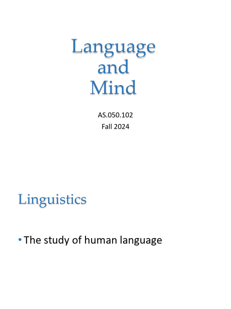 Intro to Linguistics: Language and Mind | PDF
