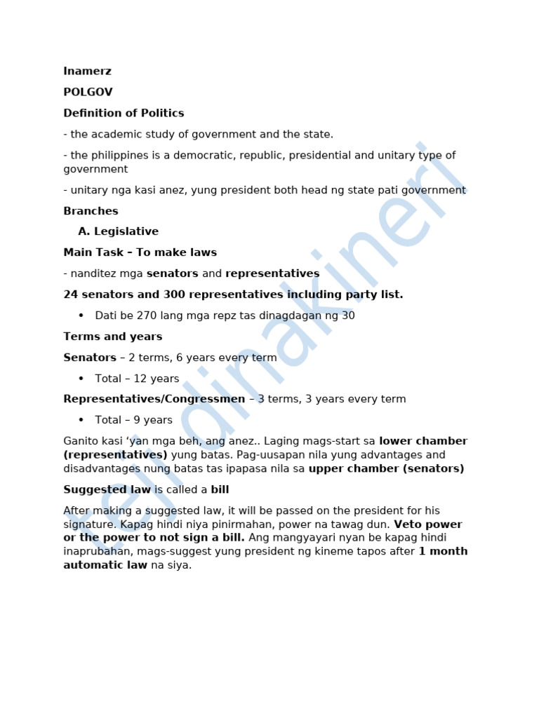 POLGOV Reviewer 1st Quarter | PDF