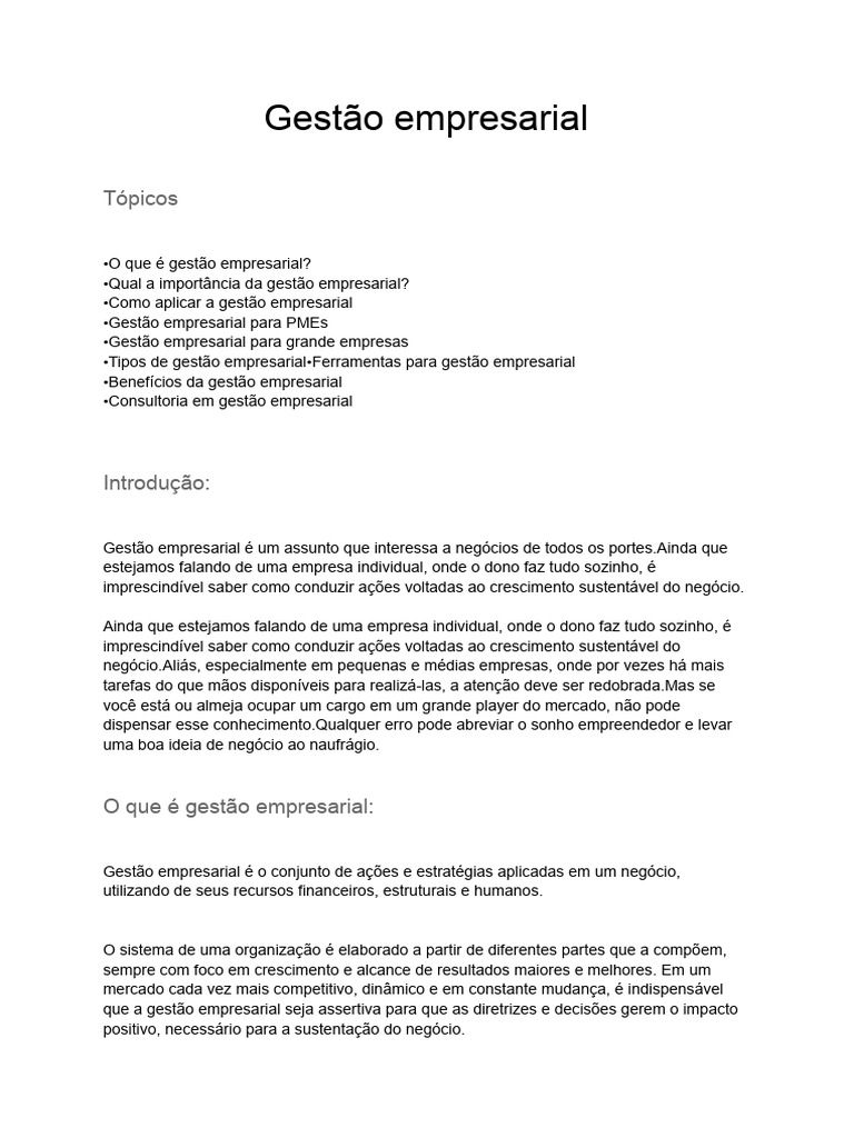 Gestão Empresarial | PDF