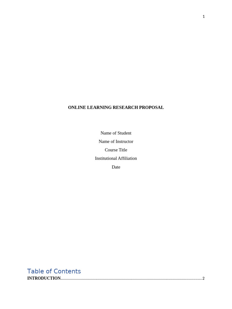 Online Learning Research Proposal | PDF