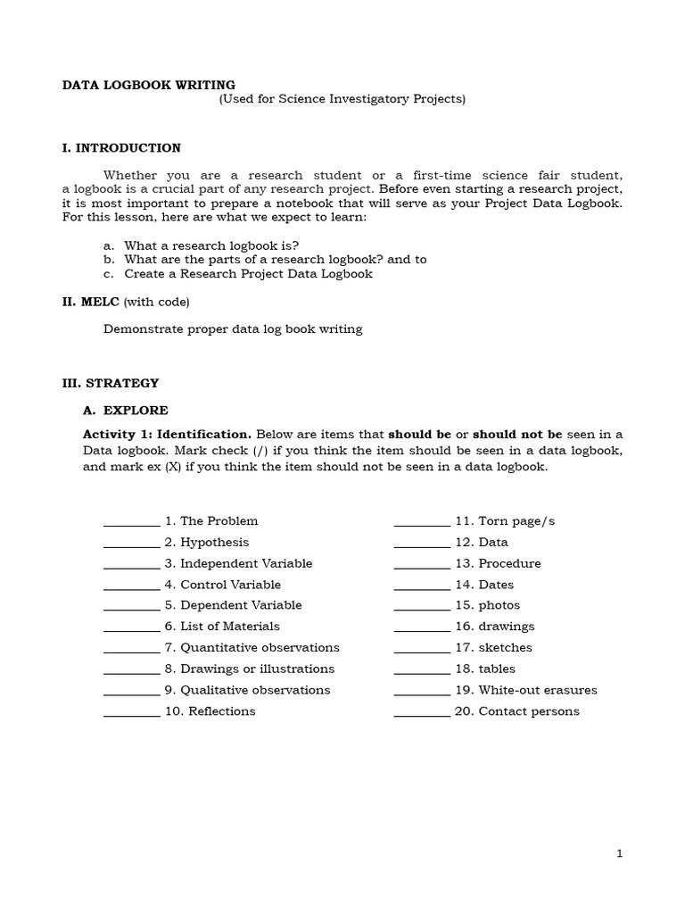 LAS Research 8 Q1 ILM 3 Data Logbook | PDF | Experiment | Career & Growth
