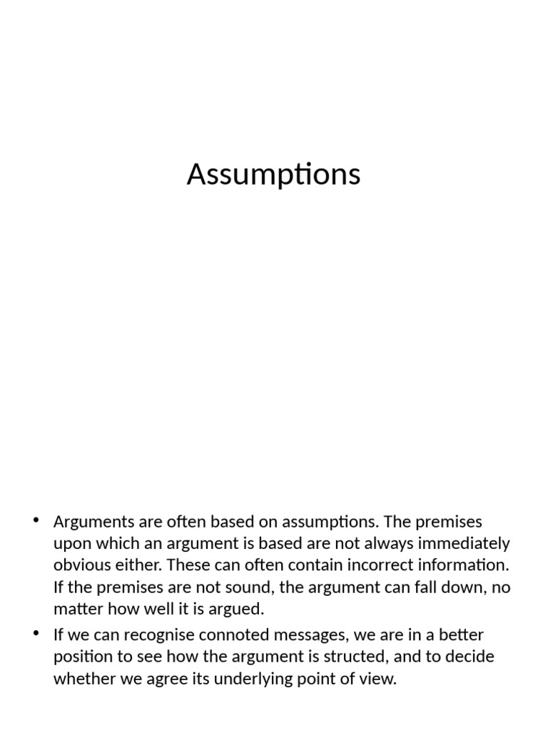 Assumptions | PDF