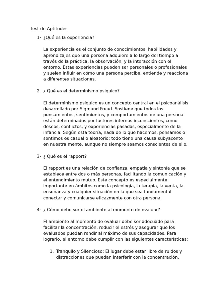 Test de Aptitudes Cuestionario | PDF