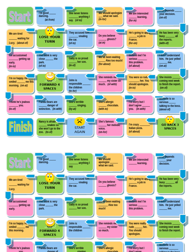 Prepositions Board Game | PDF