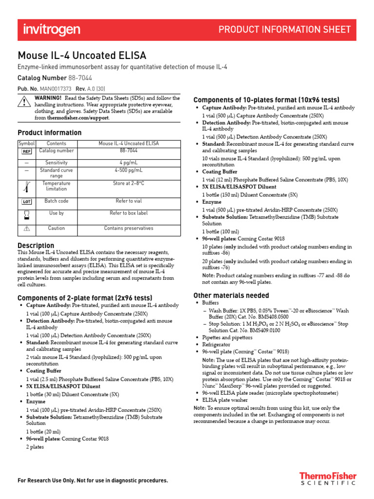 Il-4 Uncoated Elisa Mouse | PDF