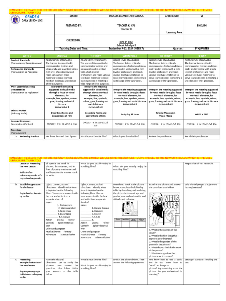 DLL Eng 6 Week 7 - Q1 | PDF