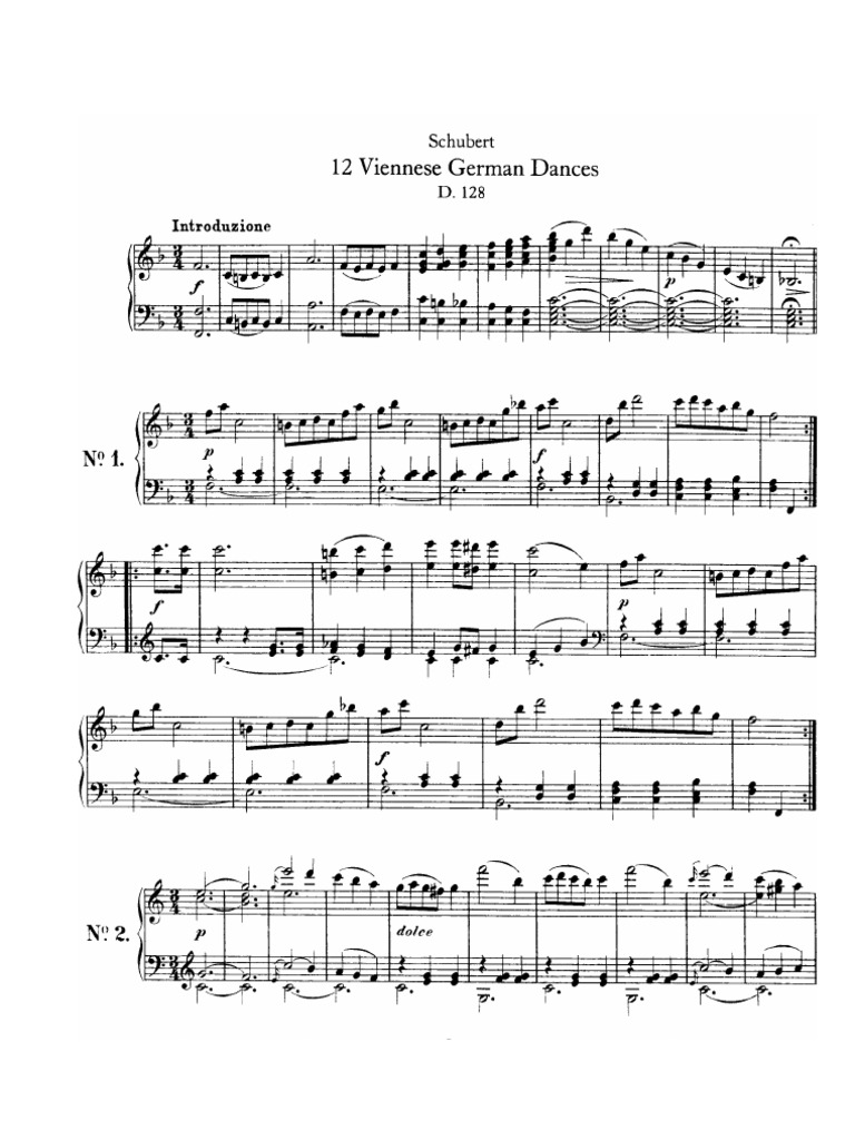 12 Viennese German Dances, D 128 | PDF