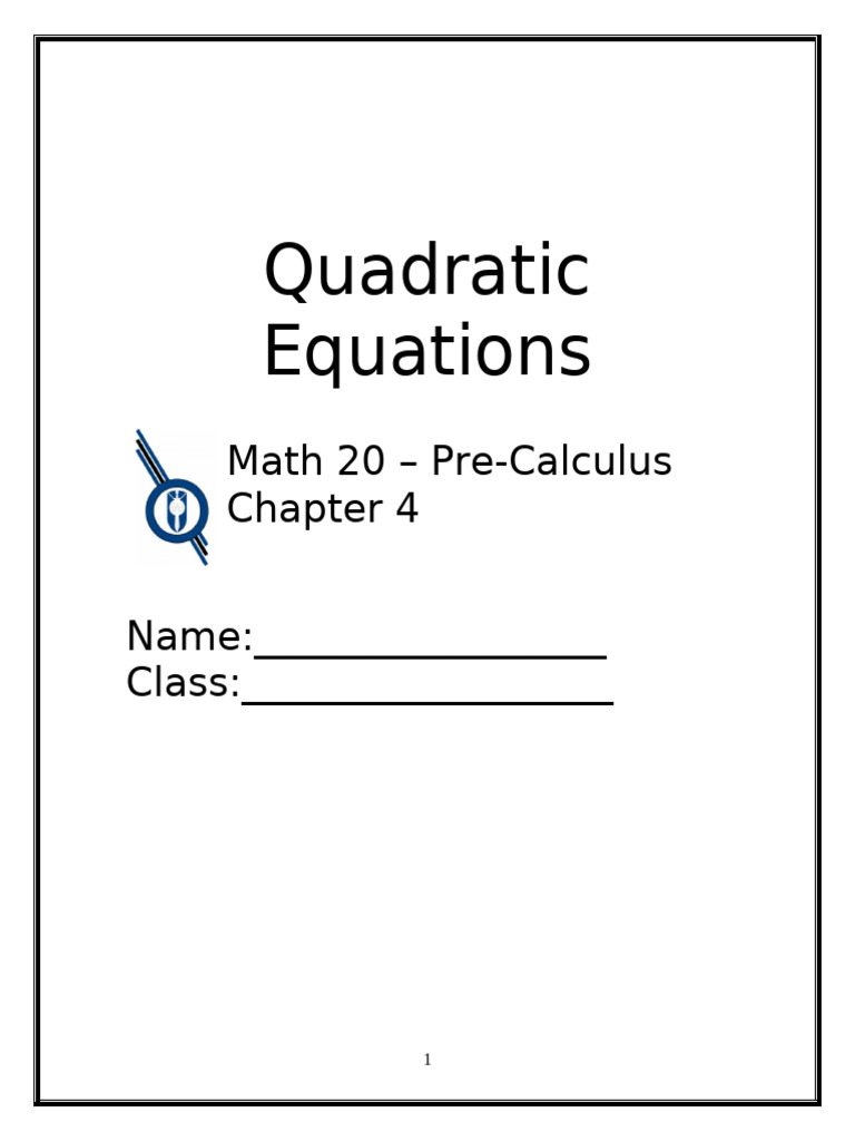 Quadratic Equation Notes | PDF