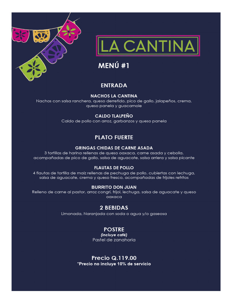 Menu Eventos Cantina 5e Actualizado | PDF
