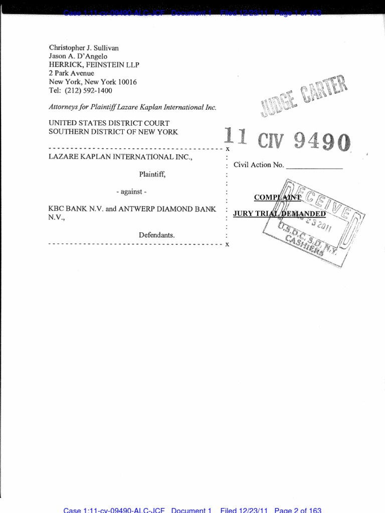 Legal Battle: Lazare Kaplan vs. Banks | PDF | Money Laundering ...