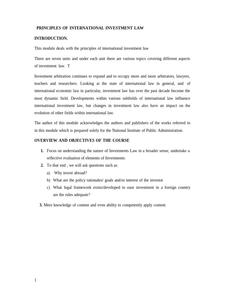 Principles of International Investment Law | PDF | World Trade ...