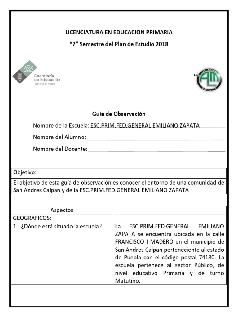 Guia de Observacion de Calpan-1 | PDF