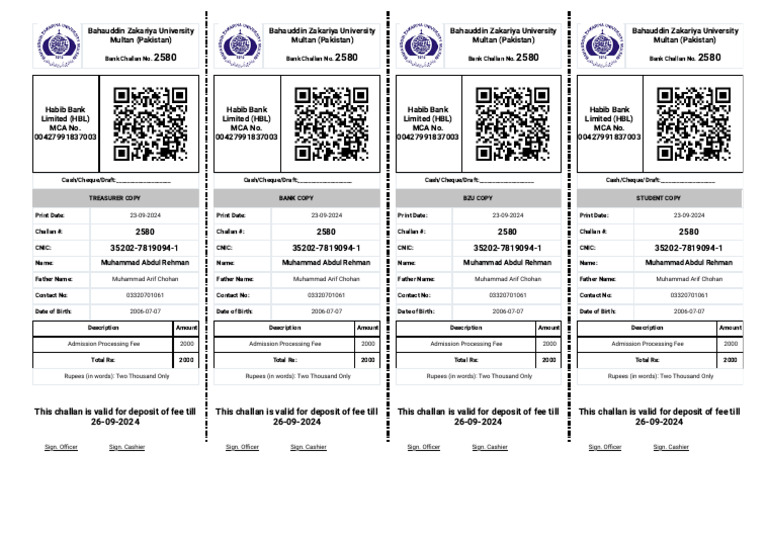 HBL Chalan | PDF