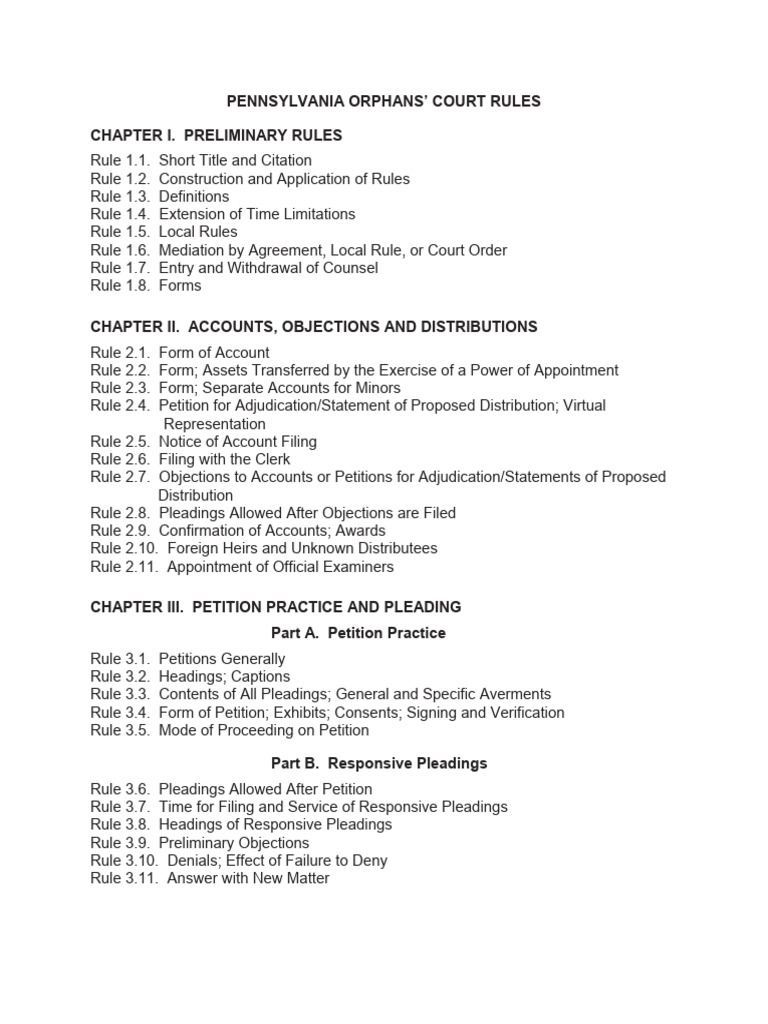 State Orphans Court Rules | PDF