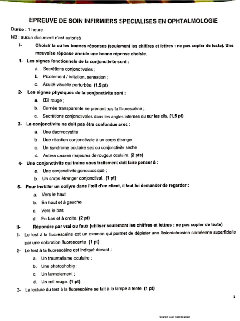 Épreuves de Révision en Ophtalmologie | PDF