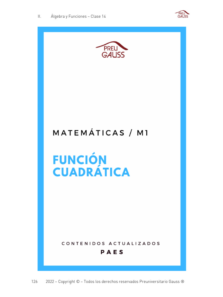 CLASE 14 - M - Función Cuadrática | PDF