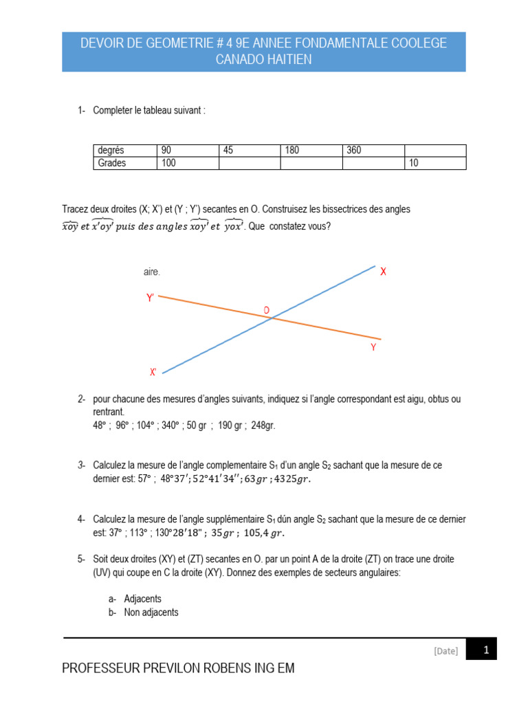 Devoir #4 de Geometrie | PDF