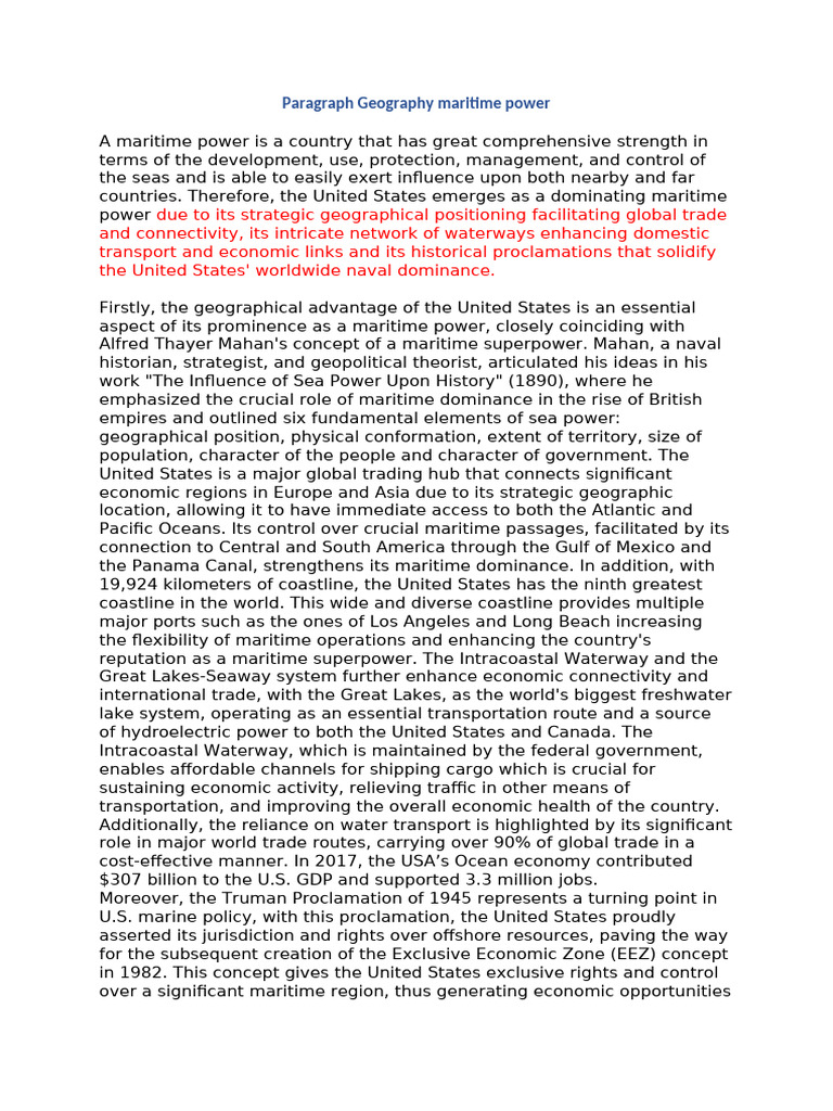Paragraph Geography Maritime Power | PDF
