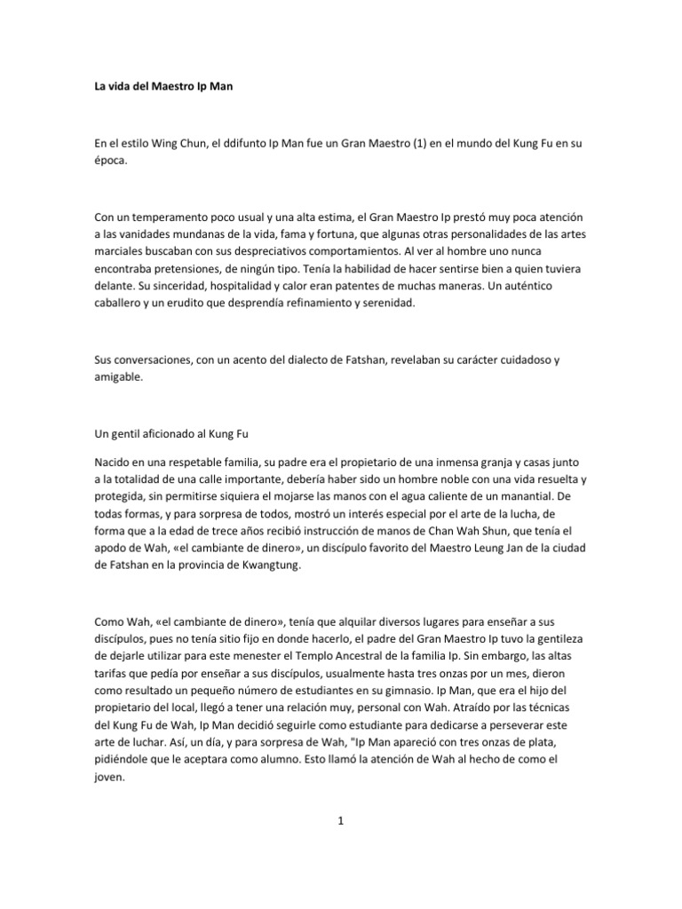 La Vida Del Maestro Ip Man | PDF | Bruce Lee | Wing Chun