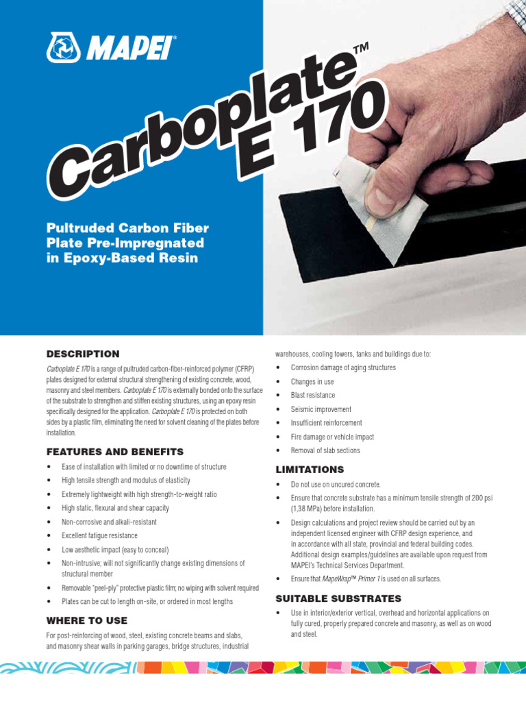 Mapei Carboplate E 170 Overview | PDF | Strength Of Materials | Concrete