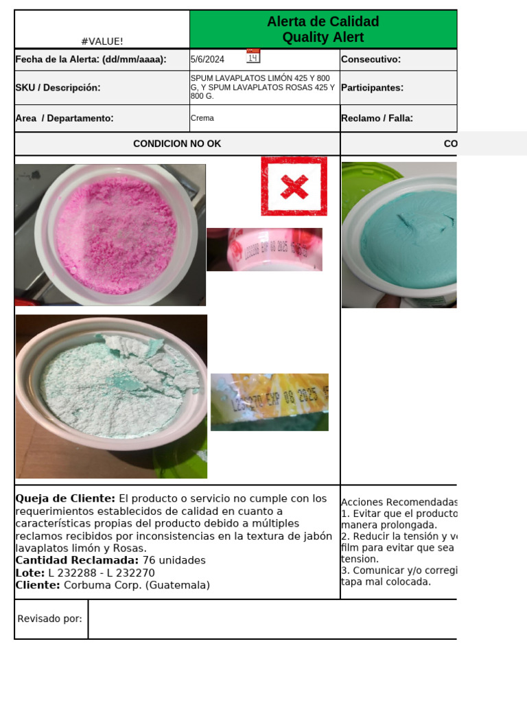 Alerta de Calidad | PDF