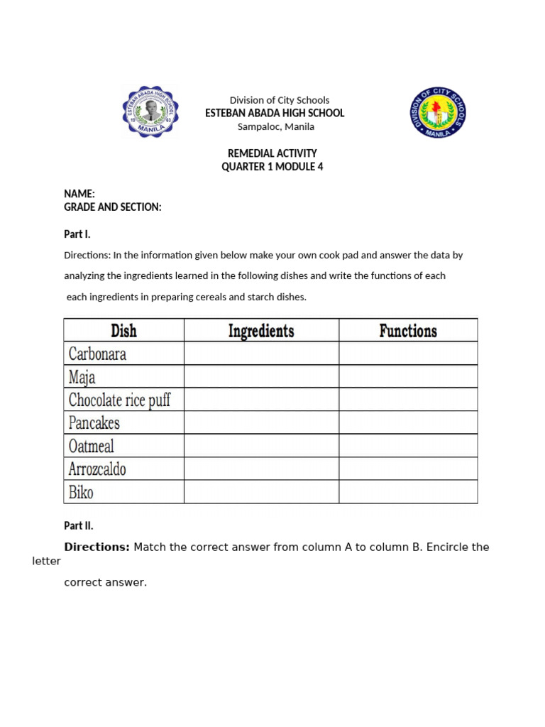 REMEDIAL ACTIVITY Q1 MODULE 4 copy 3 | PDF